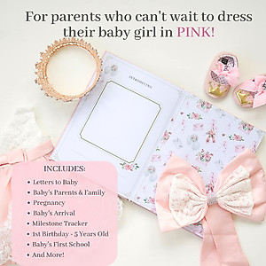 Rayne Baby Princess Baby Memory Book Kit. Baby Journal Scrapbook with Keepsake Box, Pouches and Boho Milestone Stickers. Girl Baby Album First Year to 5. Princess Baby Gift for Girl or Boy