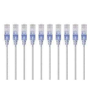 Monoprice Cat6A Ethernet Patch Cable - Snagless RJ45, 550Mhz, 10G, UTP, Pure Bare Copper Wire, 30AWG, 10-Pack, 10 Feet, White - SlimRun Series