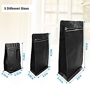 Coffee Bags 30 Pack Different Sizes 8oz 16oz 32oz Resealable Stand Up Zip Lock Pouches Airtight Food Storage Bags Coffee Bean Flower Tea Snack Dried Fruit Food with Degassing Valve (BLACK)