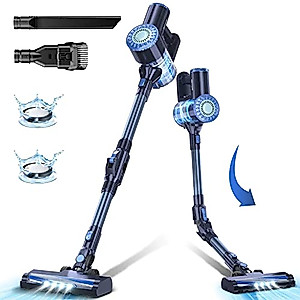 PRETTYCARE Cordless Vacuum Cleaner, 6 in 1 Lightweight Stick Vacuum Self-Standing with 20Kpa Powerful Suction, 180° Bendable Wand Rechargeable Cordless Vacuum for Hardwood Floor Pet Hair, W400