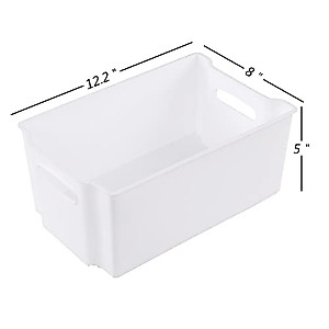 Wekioger Small Plastic Freeze Bin Pantry Storage Basket Box, 6 Packs