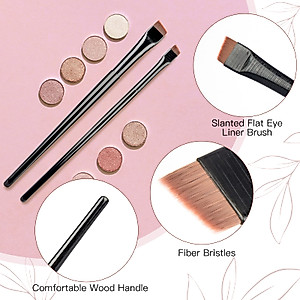 RMISODO 10 Pcs Angled Eyebrow Eyeliner Brush, Ultra Fine Eyeliner Brush, Slanted Eyebrow Brush, Precision Lash Liner Brush, Professional Eye Makeup Applicator for Blending Eyeshadow Eyebrow Eyeliner
