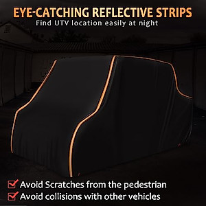 UTV Cover 4 Seater, StarknightMT Waterproof Anti-UV Cover Compatible with Polaris Ranger Crew 1000 900 570 800 General RZR Talon Teryx 4-Door with Reflective Strips Heavy-duty 420D Cover
