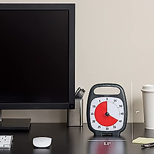 TIME TIMER PLUS 60 Minute Desk Visual Timer - Countdown Timer with Portable Handle for Classroom, Office, Homeschooling, Study Tool with Silent Operation (Charcoal)