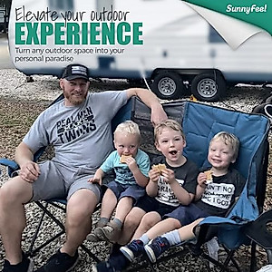 SUNNYFEEL Folding Double Camping Chair, Oversized Loveseat Chair, Heavy Duty Portable/Foldable Lawn Chair with Storage for Outside/Outdoor/Travel/Picnic, Fold Up Camp Chairs for Adults 2 People