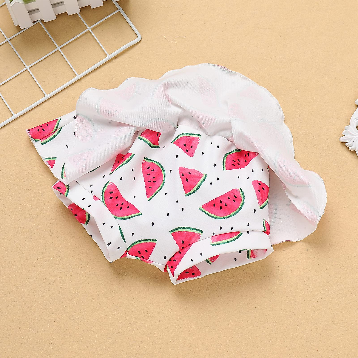 FYMNSI My 1st Birthday Outfit Watermelon Baby Girl Ruffle Romper Mini Tutu Shorts Skirted Bummies Headband I’m One Cake Smash Photo Shoot Toddler Summer Fruit Themed First Birthday Party Supply