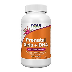 NOW Supplements, Prenatal Gels + DHA with 250 mg DHA per serving, plus Borage Oil (GLA), 180 Softgels