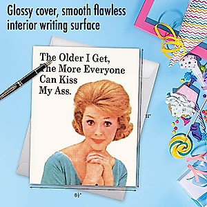 NobleWorks - 1 Jumbo Funny Card for Birthdays (8.5 x 11 Inch) - Cartoon Joke, Humor Bday Card with Envelope - Everyone Kiss My A-s J5452BDG