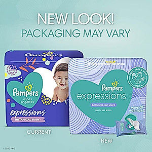 Baby Wipes, Pampers Expressisons Botanical Rain Scented, 1X Pop-Top Pack, 56 Count
