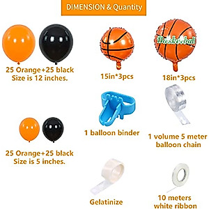 Basketball Theme Balloon Garland Arch Kit, 110 PCS Black Orange Balloons for Basketball Sports Theme Party Birthday Party Decorations Supplies