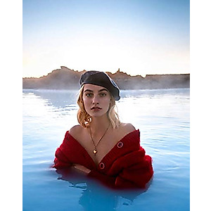 WETOO Women Beret Hat PU Leather Beret French Black Beret Artist Beret Cap