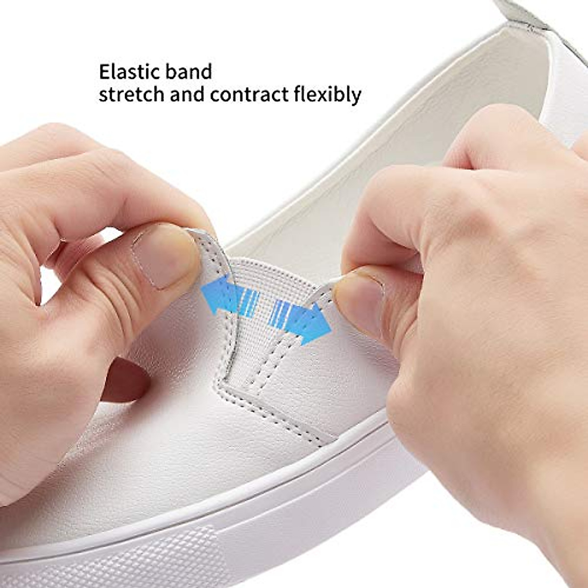 hash bubbie Women's Slip on Shoes Fashion PU Leather Sneaker Low Top Casual Shoes (9, White, Numeric_9)