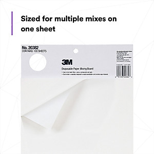 3M Disposable Paper Mixing Board 20382, Non Porous, Solvent Resistant, Non Soak, Large Sheet, 10 in x 13 in, 100 Sheets/Board