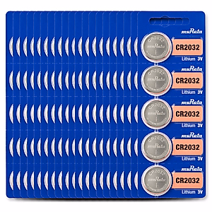 Murata CR2032 Battery DL2032 ECR2032 3V Lithium Coin Cell (100 Batteries)