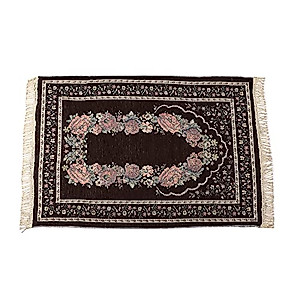 Portable Muslim Prayer Rug, Sajadah for Islam Prayer Carpet Mat Lightweight Folable Ramadan Praying Mat Islamic Gift for Kids Men Women Brown 70x110cm