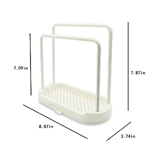 BEINME Sponge Holder with Drain Pan, Kitchen Sink Caddy Organizer for ,Sponge Brush Soap Dishcloth Rack Kitchen Sink Caddy Organizer for Sponge Brush Soap Dishcloth Rack, Small White