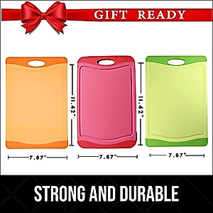 Raj Plastic Cutting Board Reversible Cutting board, Dishwasher Safe, Chopping Boards, Juice Groove, Large Handle, Non-Slip, BPA Free (Small, Red, Green & Orange)