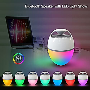 Blufree Pool Speaker with Lights,Bluetooth Portable Speaker IP67 Waterproof Hot Tub Speaker,Louder Volume,Rich Bass, Mic, 82ft Wireless Range Floating Speaker for Outdoor Pool Sports Home Party Shower