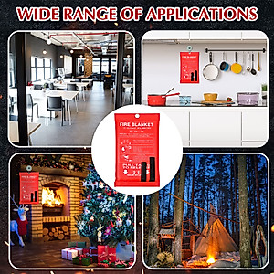 10 Pack Fire Blanket Fiberglass Fire Emergency Blanket Flame Retardant Fire Suppression Blanket Fireproof Emergency Survival Safety Cover for Kitchen Home Car Office Warehouse Camping, 39 x 39 Inch