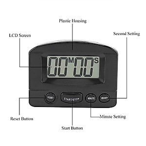 Kitchen Timer, Automatic Reset Digital Timer End Reminder Cooking Timer with Bracket and LCD Display for Kitchen, Restaurant, Home(Timer XL-331 black)