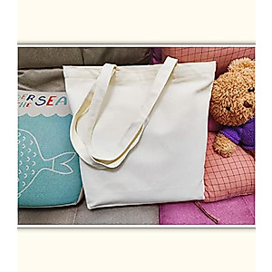 PN.HCNMTFB Canvas Tote Bag, 1 Inner Pockets, with Zipper, Stylish and Durable, Lightweight, Natural Cotton Grocery Shopping Cloth Bag, Perfect for Gifts, Work, School, Travel, Off-White