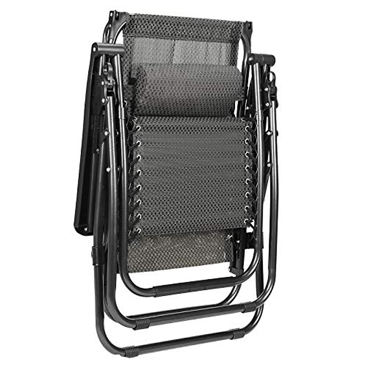 Zero Gravity Outdoor Lounge Chair Adjustable Folding Patio Reclining Chairs w/Sunshade Canopy+ Snack Tray for Travel Pool Yard Beach 2 PCS -Black