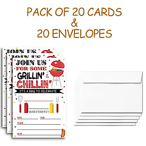 FujLoy BBQ Birthday Party Invitation, Barbecue Party Invitation, BBQ Invitation, BBQ Birthday Invitation.（059）