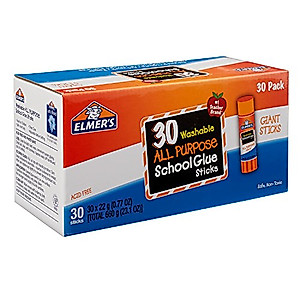 Elmer's All Purpose School Glue Sticks, Washable, 22 Grams, 30 Count