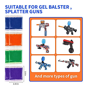 Banvih Gel Gun Blaster Refill Ammo - 7-8mm, 8Pack, 80000 Pieces, 7.5mm Splatter Water Balls Beads Bullets Compatible for Splatrball, Splat Gun, Orby Gun Etc - Blue Green Purple Orange, for Ages 14+