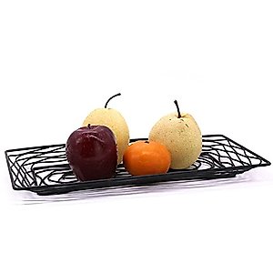 YUPHOO 2PCS Fryer Basket Metal French Fires Basket Black Rectangle Bread Basket Fruit Wire Basket Present Chip Food, Fruit, Table Serving