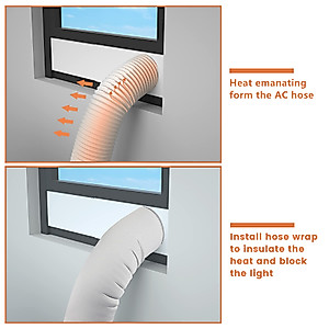 GCGOODS Portable Air Conditioner Hose Cover Wrap, Insulated AC Hose Cover, Universal Fit Both 5 inch and 5.9 inch Diameter Exhaust Duct Vent, Easy Installation