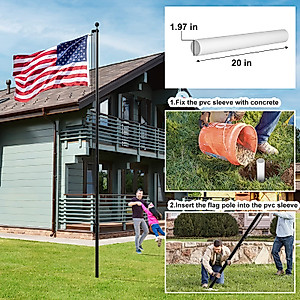 FFILY Flag Pole for Outside In Ground - 20 FT Heavy Duty Flagpole Kit for Yard - Extra Thick Outdoor Flag Poles with 3x5 American Flag for Residential or Commercial, Black
