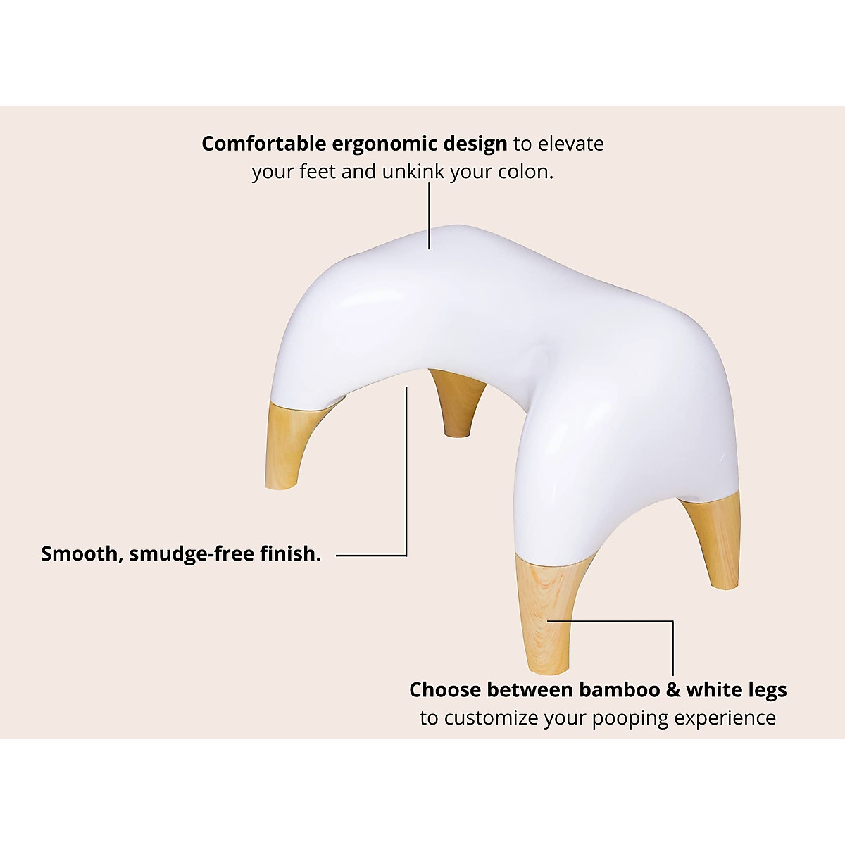 TUSHY Ottoman: A Premium Toilet Stool for The Bathroom, Modern Sleek Design | Squatting Position Helps Improves Bowel Health & Relieves Constipation (Tall 9" Stool), White/Bamboo