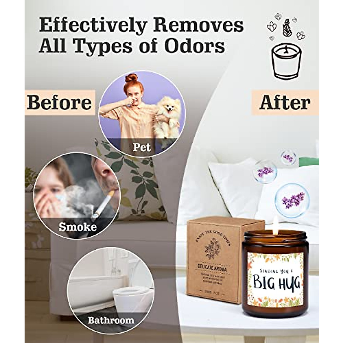 CINGUE Lavender Scented Hug Candle Gift for Women Thinking of You Gifts Unique Friendship Present for Best Friend BFF Bestie Mom Sister Men Female Coworker Relaxation Presents for Birthday Christmas