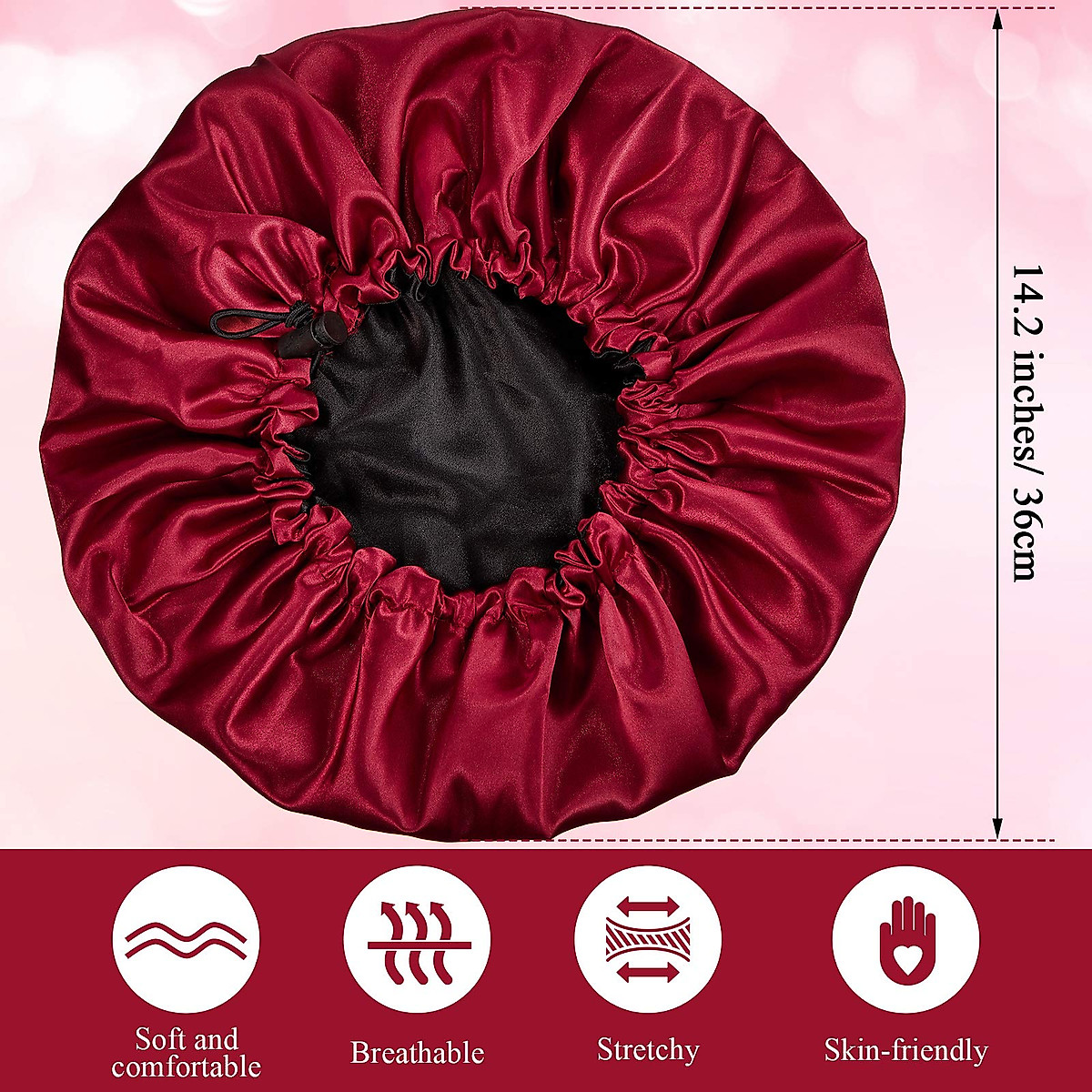 Geyoga 4 Pieces Satin Sleep Cap for Women Adjustable Satin Bonnet Large Sleep Bonnet Hair Bonnet Cap for Sleeping for Natural, Long and Curly Hair