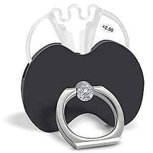 Cell Phone Ring Holder with Armless Reading Glasses | 360° Rotating Crystal Finger Ring for All Smartphones | 2.0 Diopters (Crystal, 2.5, diopters)