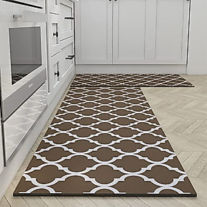 Kitchen Anti Fatigue Floor Mats and Rugs Cushioned for Kitchen Floor Non Skid Washable Non Slip Waterproof Standing Mat (Brown, 17.7*27.6)