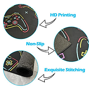 Osimiccp Gaming Rug for Boys Room,3'x5' Non Slip Neon Gamer Rug,3D Printed PlayStation Rug for Bedroom Living Room Gaming Room Decor