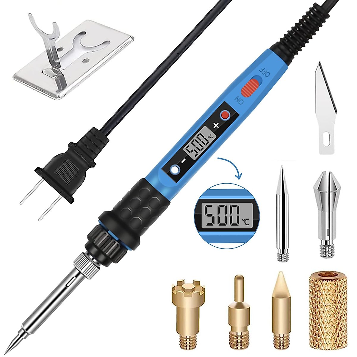 Wood Burning Kit, LED Display Wood burning Tool with Adjustable Temperature Switch Pyrography Pen for Adults Beginners