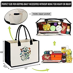 Canvas Tote Bag for Women Mom Mother Teachers Gifts, Personalized Large Tote Beach Bags For Birthday Wedding, Initial Totes Bag Custom for Friend Bride Bridesmaid