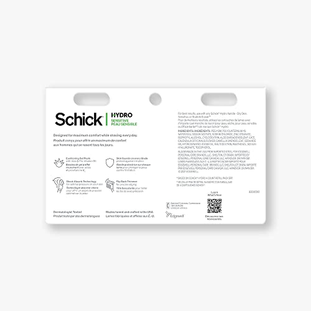 Schick Hydro Sense Sensitive Mens Razor Blade Refill With Skin Guards, Includes 12 Razor Blades Refills