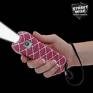Streetwise Ladies Choice 21,000,000 Stun Gun for Women Self Defense - Personal Defense Equipment with Loud Alarm and Flashlight - Rechargeable with Holster and Safety Switch - Pink Stripes