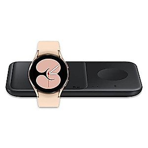 Samsung Galaxy Watch 4 40mm Smart Watch Bluetooth - Pink Gold (US Version) with Samsung Wireless Charger Fast Charge Pad Duo (2021),Black