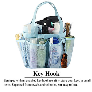 Haundry Mesh Shower Caddy Tote, Large Shower Caddy Bag for College Dorm Room Essentials, Bathroom Organizer with 8 Pockets for Beach Swimming Camp Gym