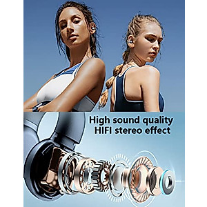 Ear-Clip Bone Conduction Headphones Bluetooth 5.3, Painless Wireless Open Ear Clip on Headphone,Waterproof Mini Sport Running Earring Earphone, Noise Cancelling/HiFi Quality/Long Battery Life