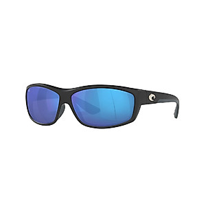 Costa Del Mar Man Sunglasses Matte Black Frame, Blue Mirror Lenses, 65MM