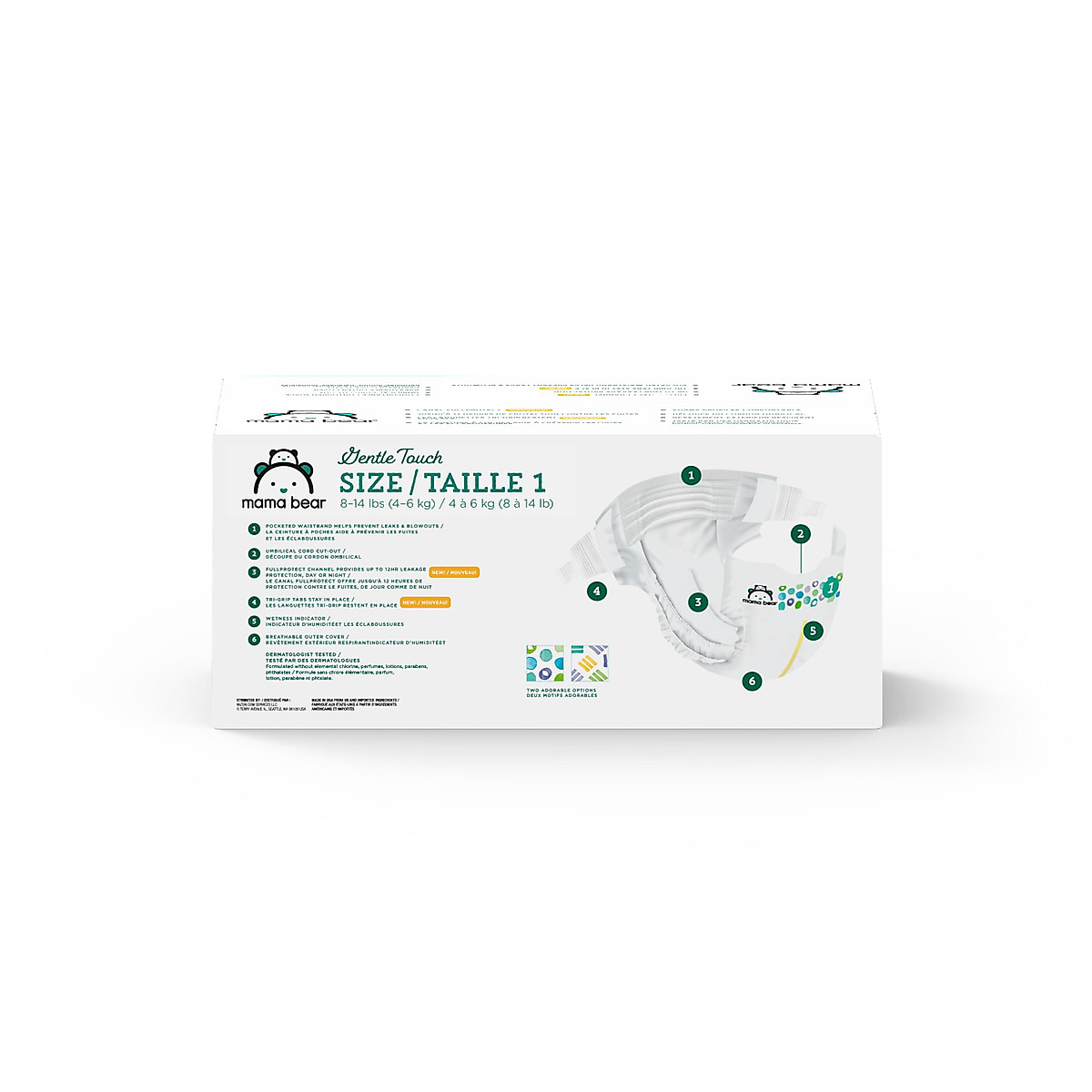 Amazon Brand - Mama Bear Gentle Touch Diapers, Hypoallergenic, Size 1, 196 Count (4 packs of 49)