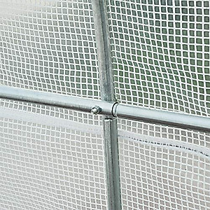 Outsunny 15' x 7' x 7' Walk-in Tunnel Greenhouse Garden Plant Growing House with Door and Ventilation Window, White