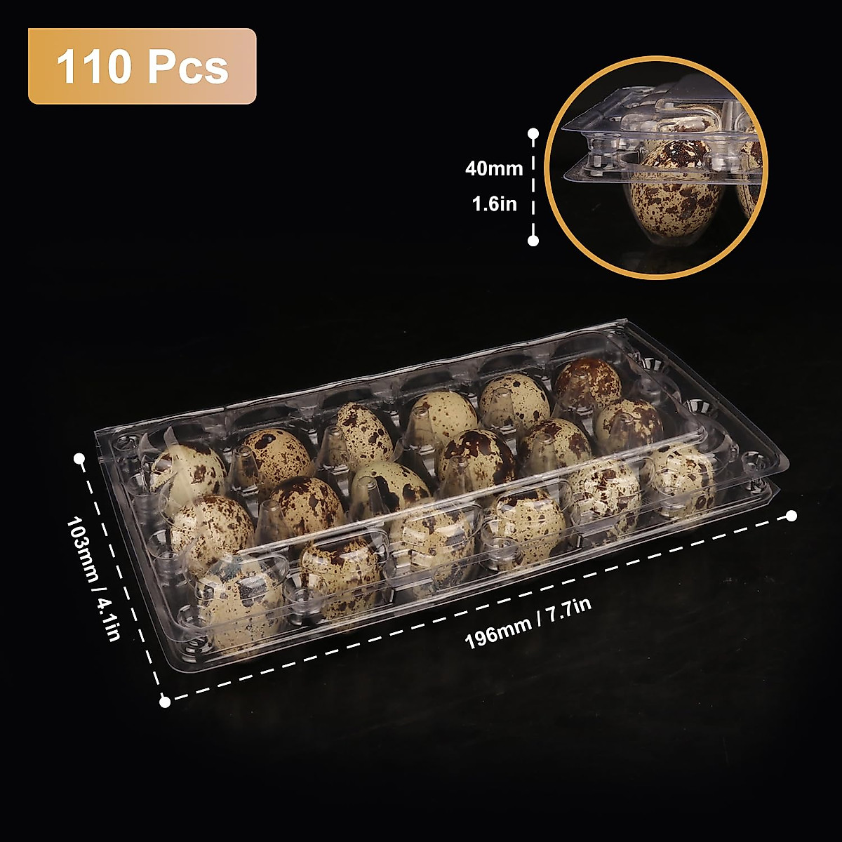110 Pack Quail Egg Cartons, Clear Plastic Quail Egg Trays, Holds up to 18 Quail Eggs Securely - Your Ultimate Small Eggs Carton Holders for Bulk Storage and Display by KUKLIPJIM