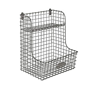 Spectrum Diversified Vintage Wall Mounted Storage Bin with Shelf Wall-Mount Storage Entryway, Mudroom, Closet Basket Organizer, Industrial Gray